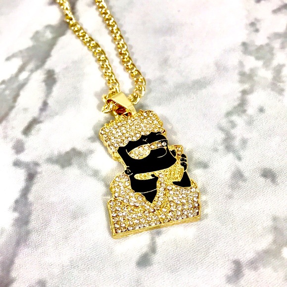 Jewelry | New Bart Simpson Iced Out Pendant With Chain | Poshmark